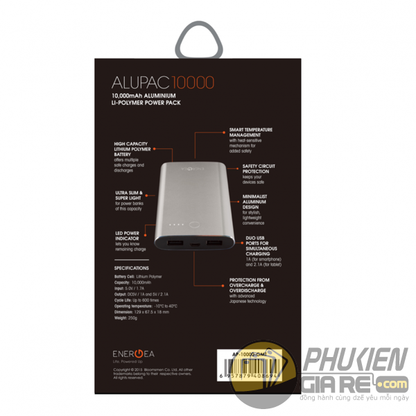 Pin dự phòng Energea Alupac 10000 10000mAh